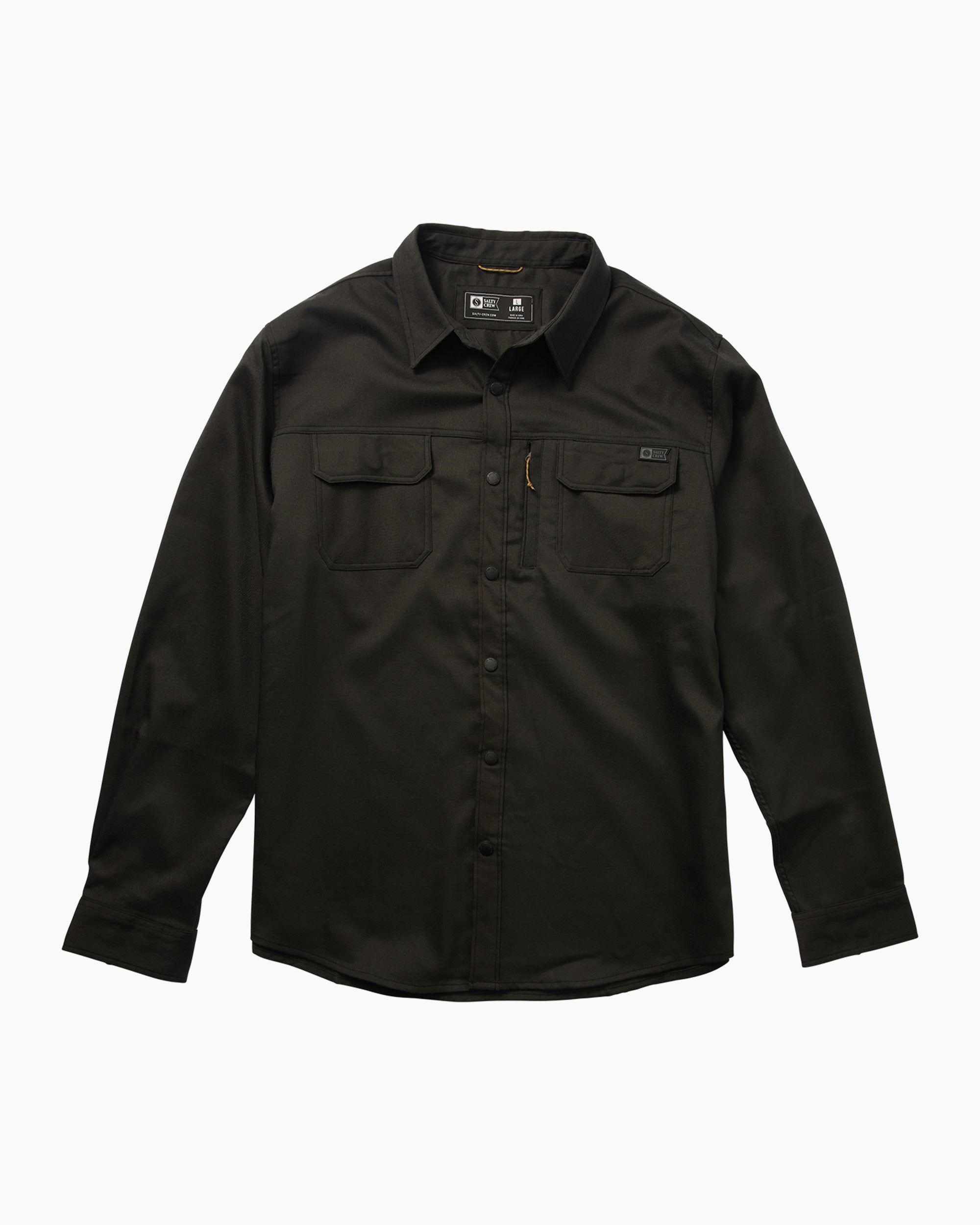 Fathom Long Sleeve Tech Flannel - Solid Black | Salty Crew Australia