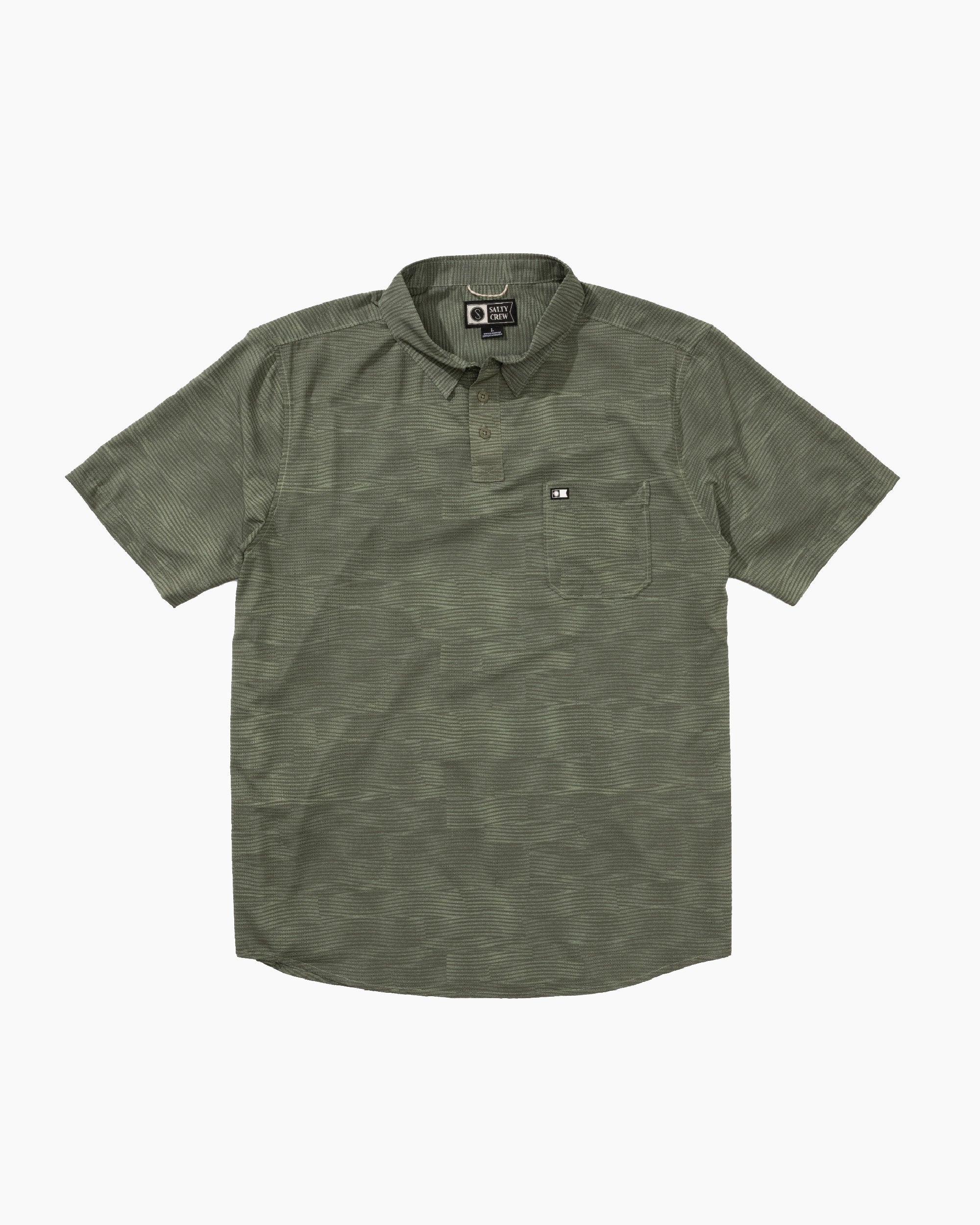 Breezer Perforated Polo Shirt - Oil Green | Salty Crew Australia