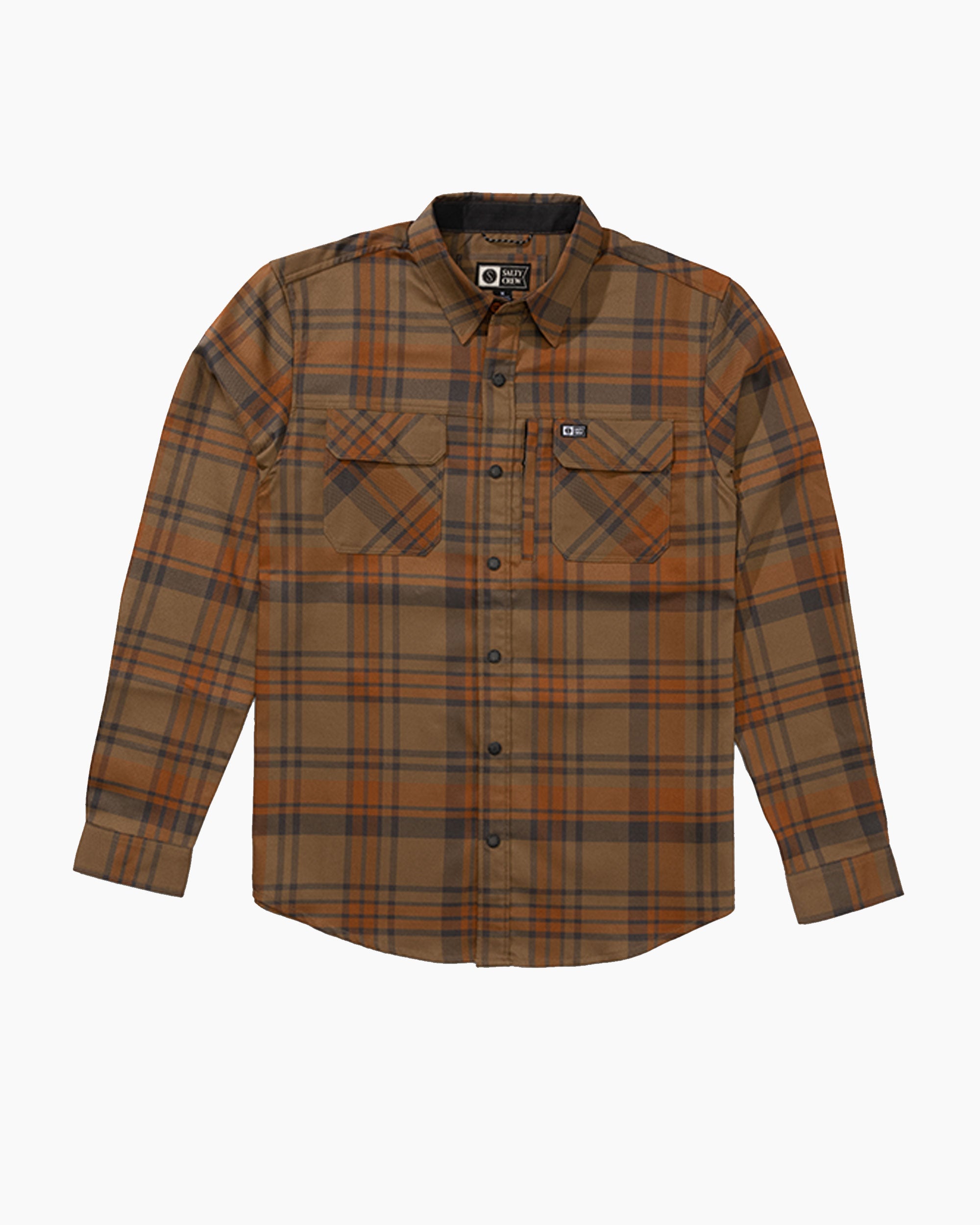 Fathom Long Sleeve Tech Flannel Shirt - Dark Brown | Salty Crew Australia