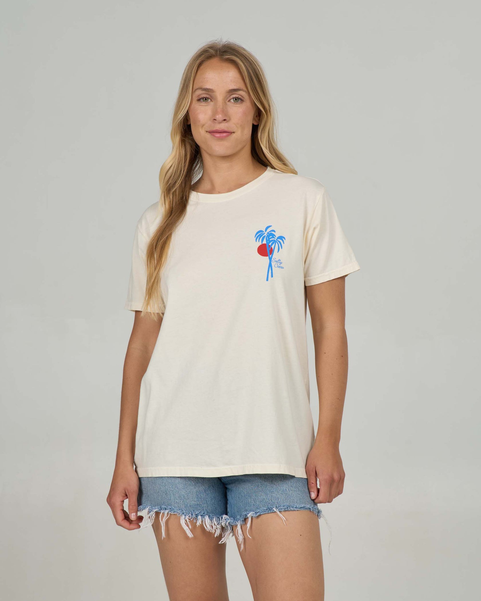 Geo Palm Boyfriend Tee - Off White | Salty Crew Australia