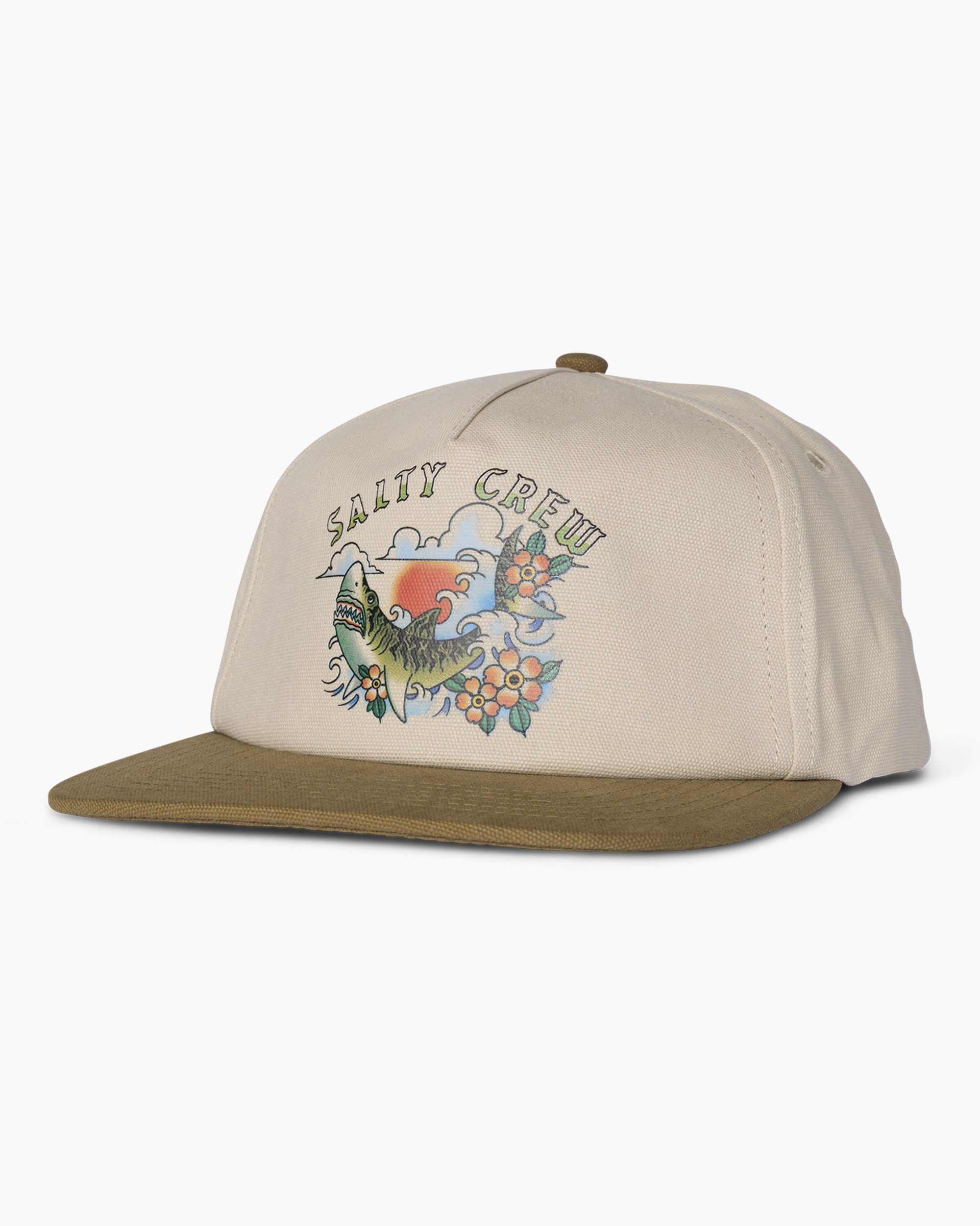 Hopper 5 Panel Cap - Oyster/Brown | Salty Crew Australia
