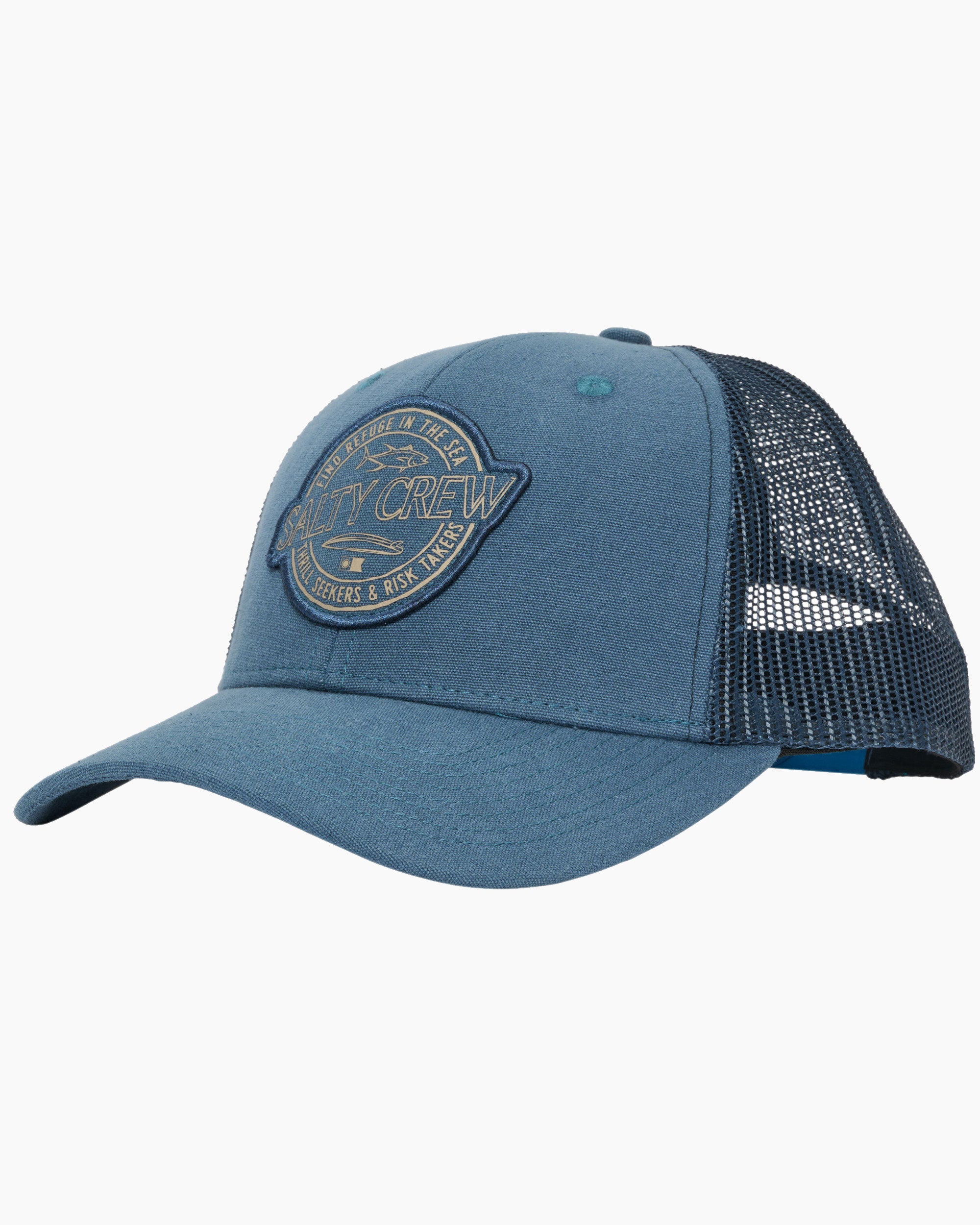 Skewed Retro Trucker Cap - Pilot Blue | Salty Crew Australia