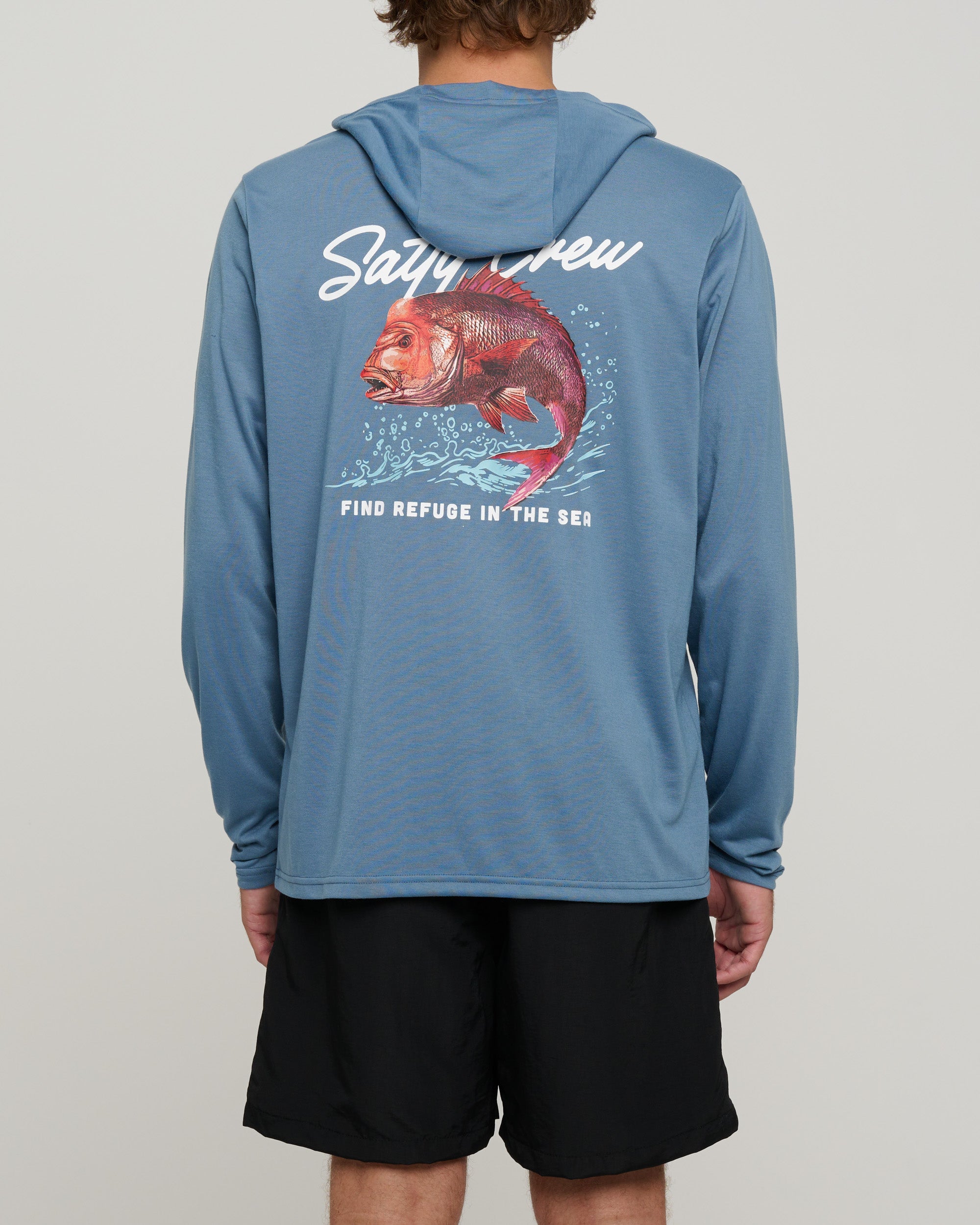 Snapper Hood Sunshirt - Dark Slate | Salty Crew Australia