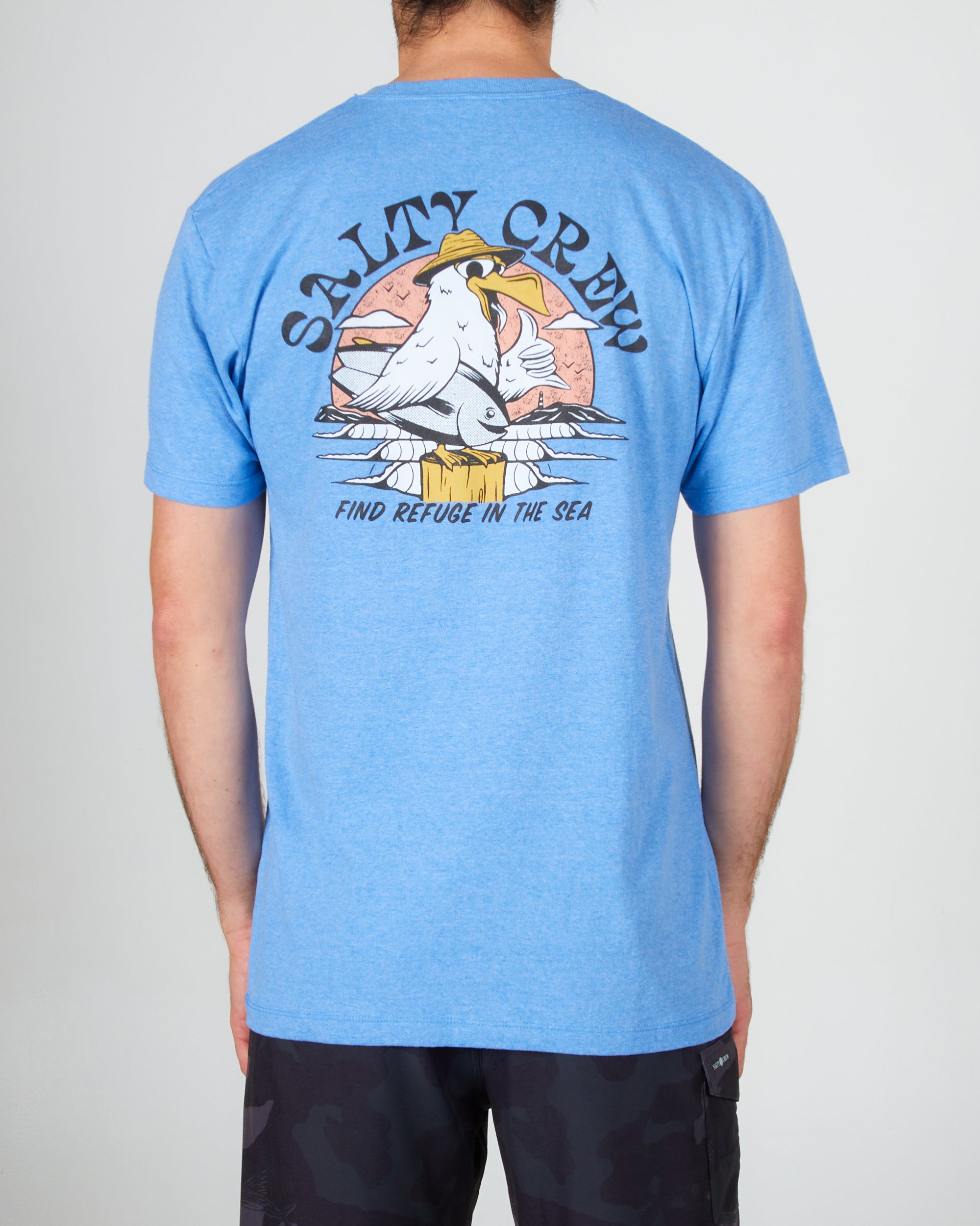 GONE FISHING STANDARD S/S TEE - Blue Heather | Salty Crew Australia