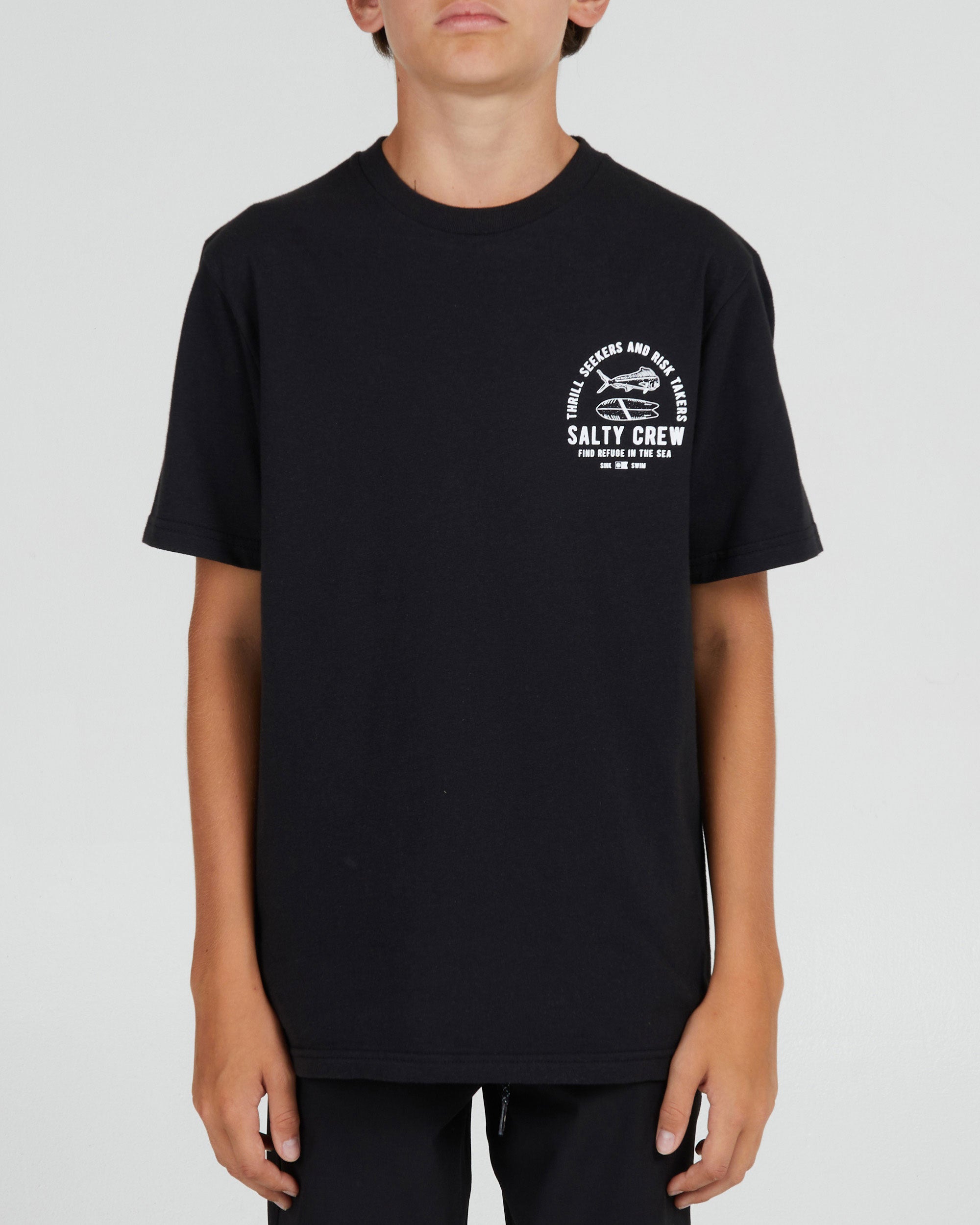 LATERAL LINE BOYS S/S TEE - Black | Salty Crew Australia