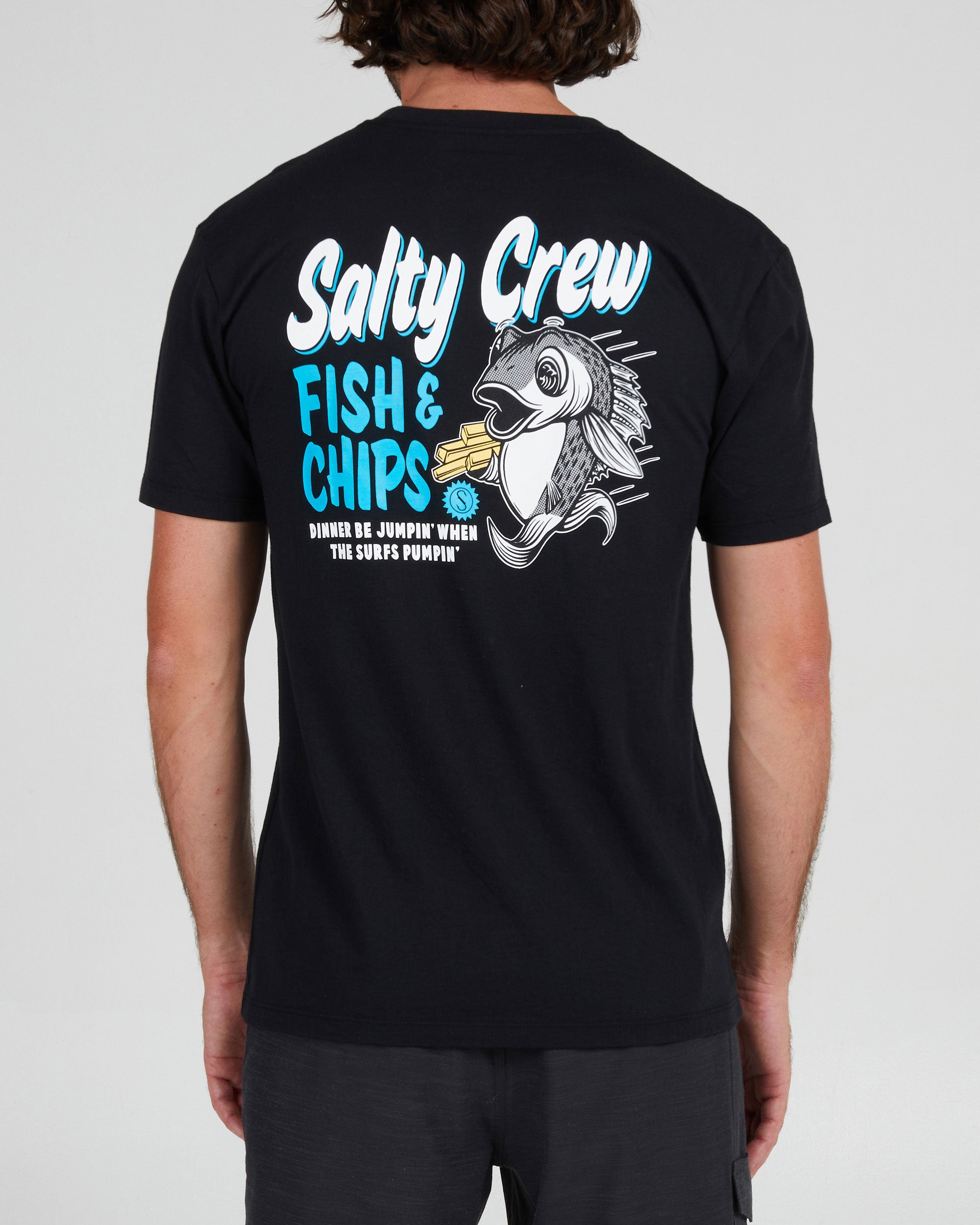 FISH AND CHIPS PREMIUM S/S TEE - Black | Salty Crew Australia