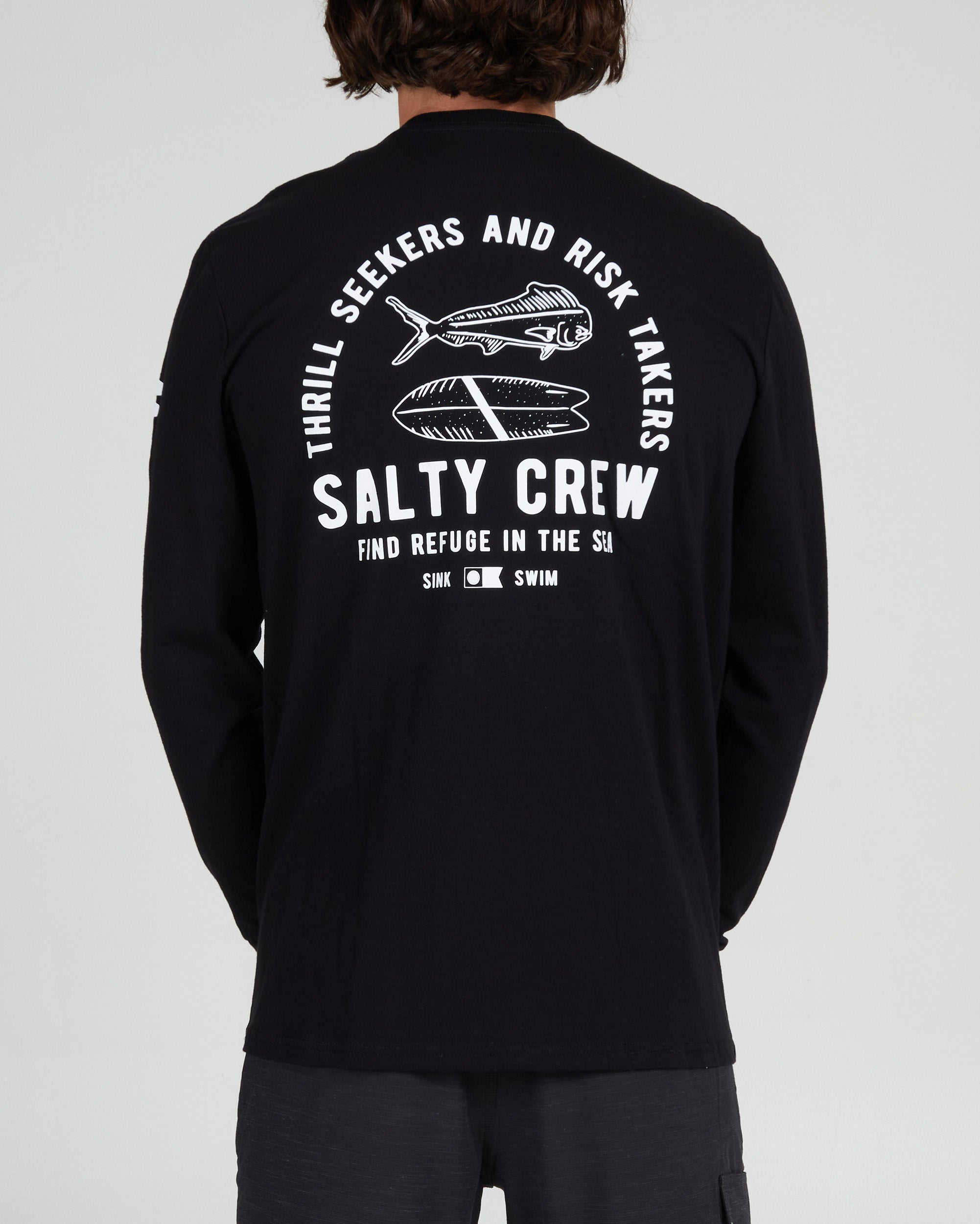 LATERAL LINE STANDARD L/S TEE - Black | Salty Crew Australia