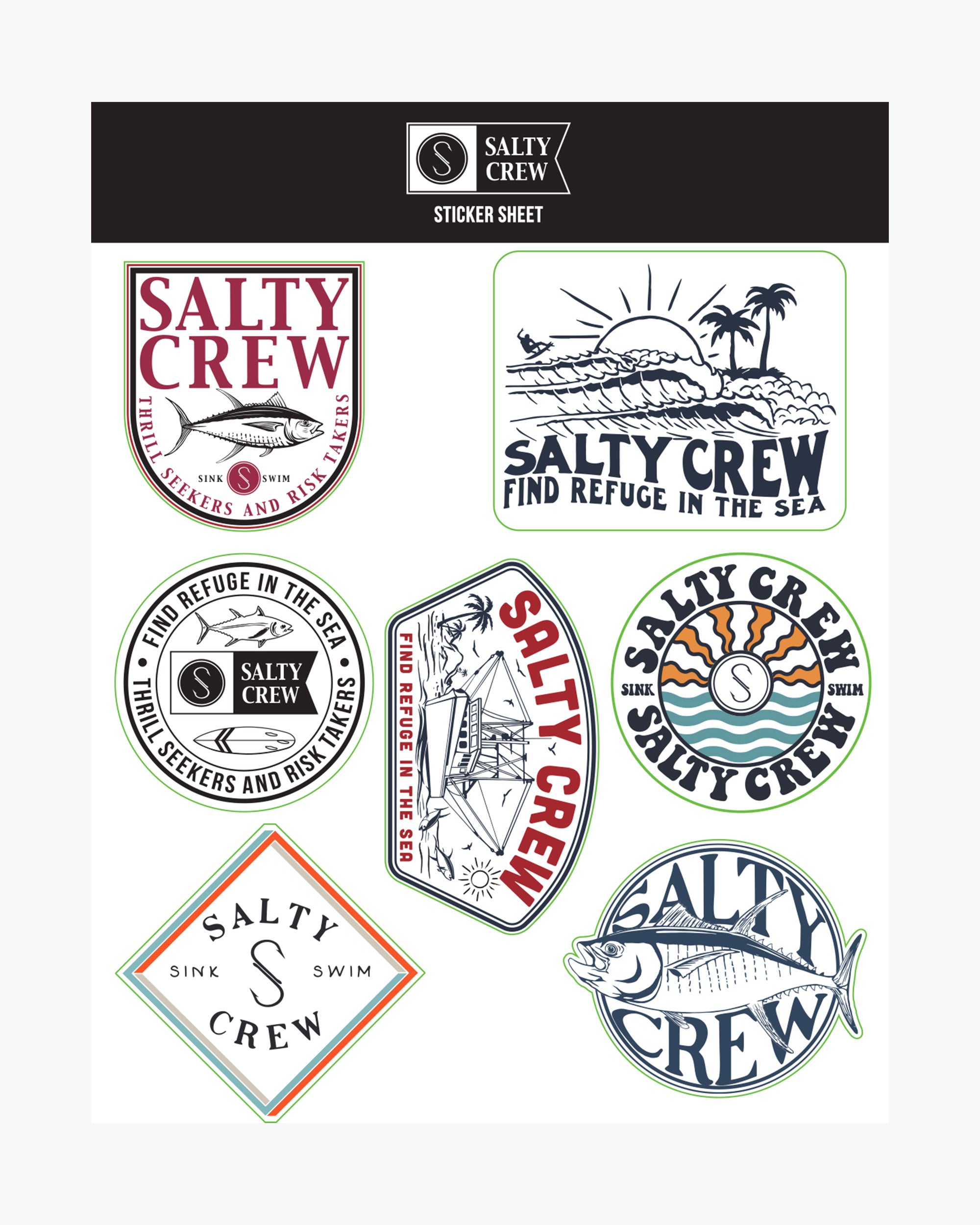 S1 23 GRAPHIC STICKER SHEET - Assorted | Salty Crew AU – Salty Crew ...