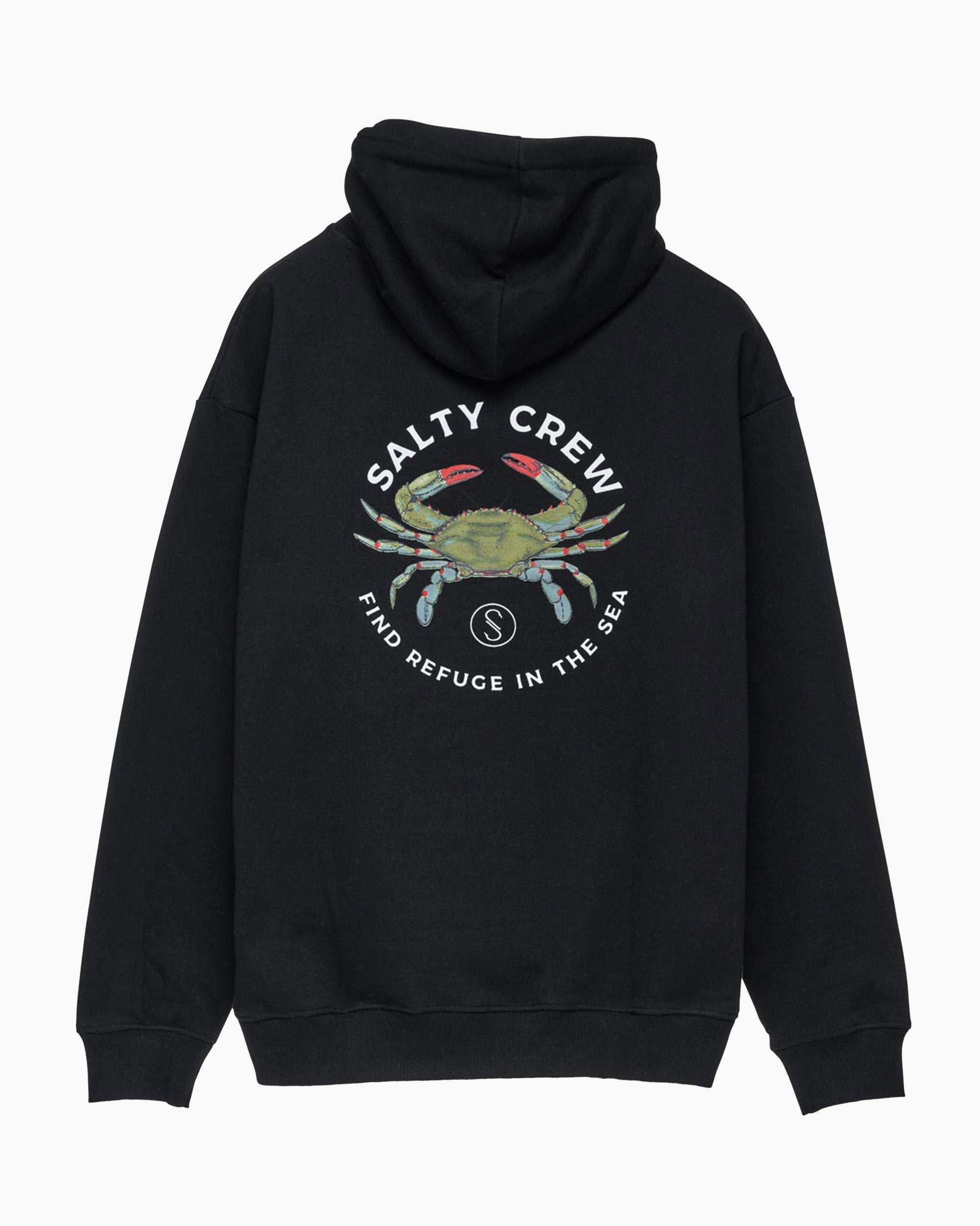 Crabber Fleece Hood - Black | Salty Crew Australia