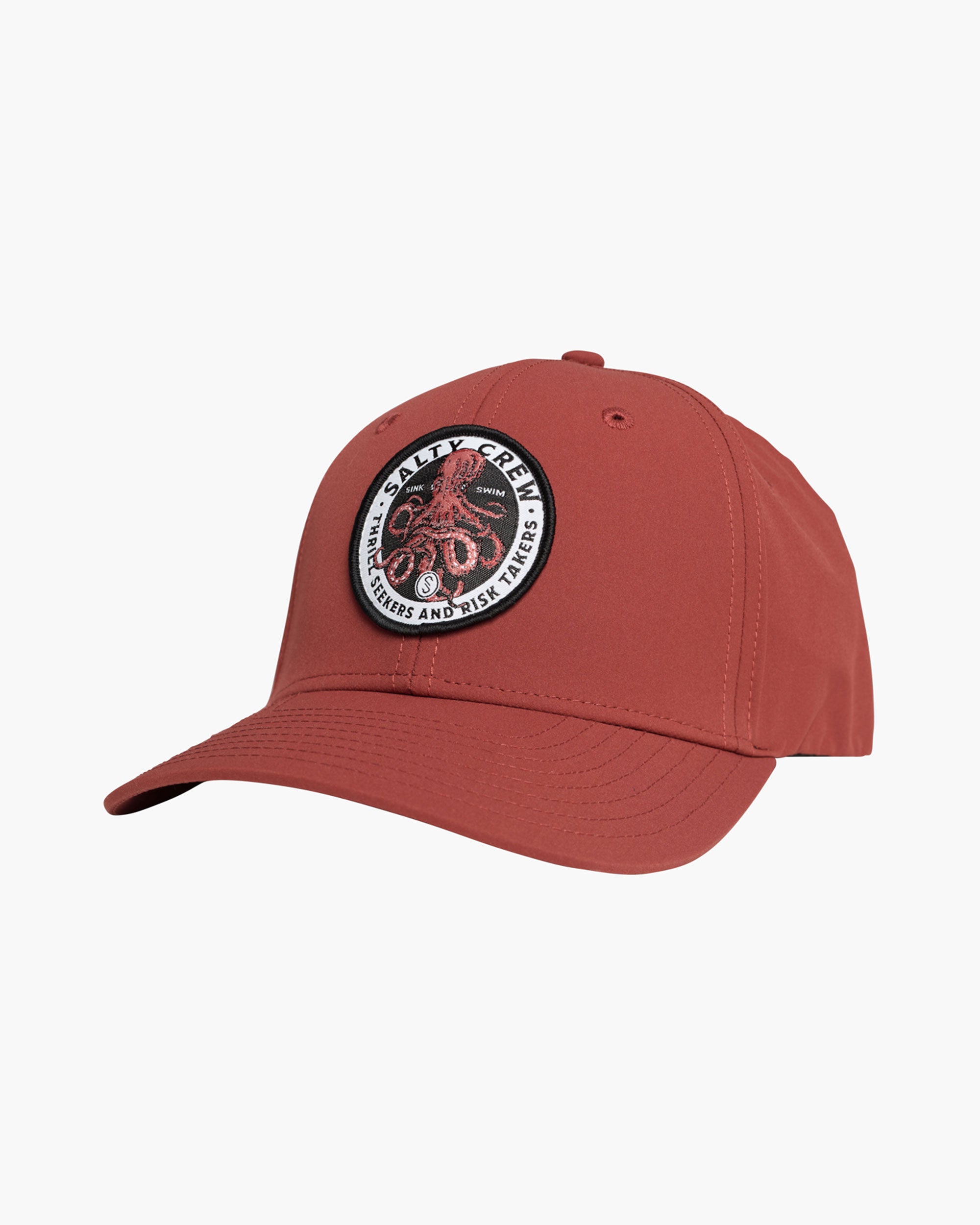Deep Reach Elastic 6 Panel Cap - Mahogany | Salty Crew Australia