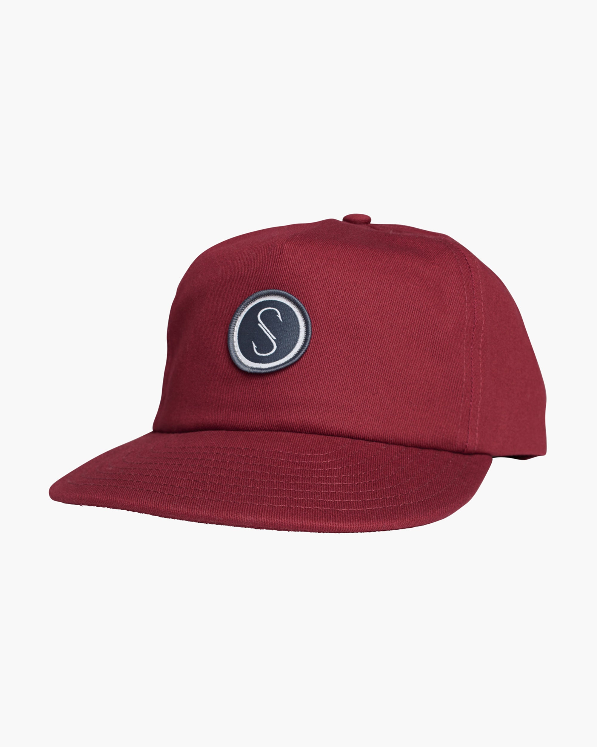 S Hook 5 Panel Unstructured Cap - Mahogany | Salty Crew Australia